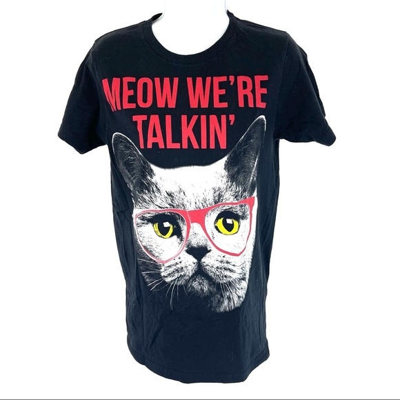 walnut & 39 | Tops | Womens Cat Lady Meow Were Talking Black Tshirt S ...